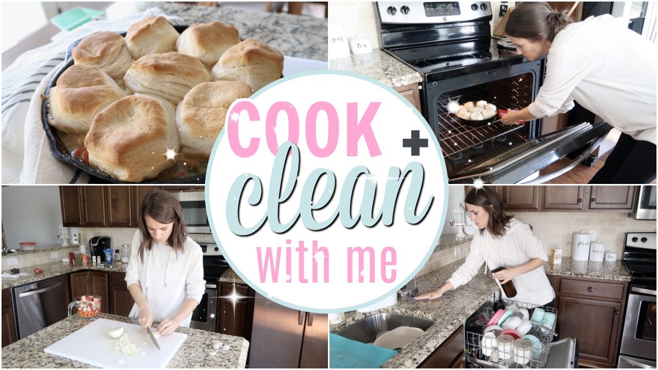 COOK AND CLEAN WITH ME // CLEANING MOTIVATION 2020 // EASY CHICKEN POT ...