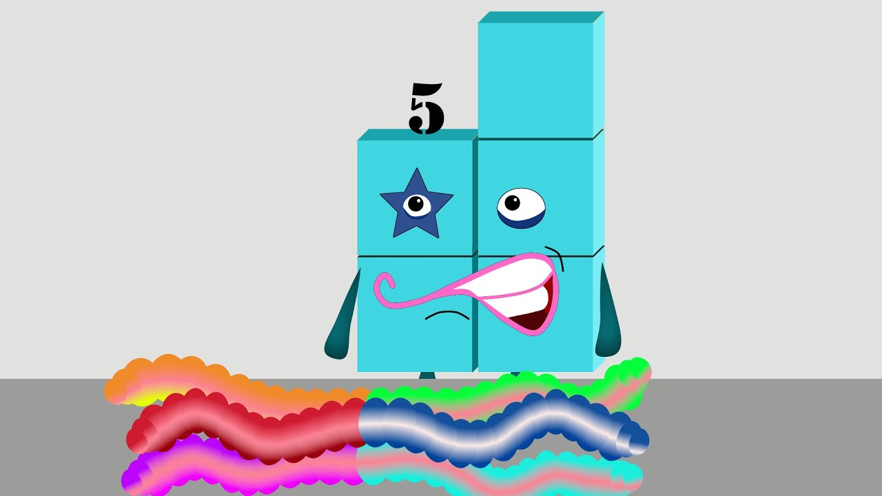 Number block Animation | Number 5 and Number 4 Eating Jelly - YouTube