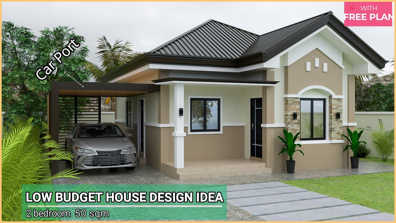 2 bedroom simple house design idea (7m X 9.6m) 67 sqm Small house ...