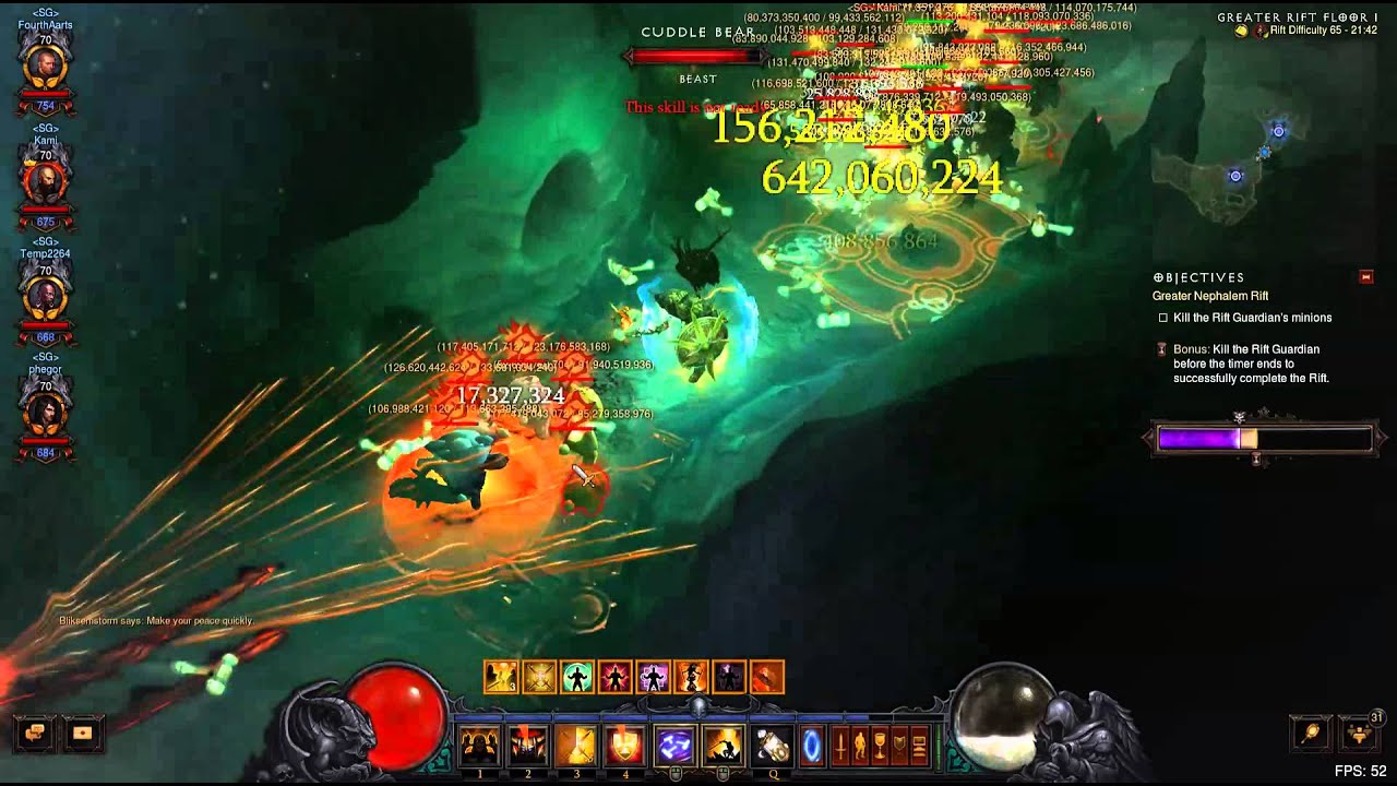 Diablo III HC S4 4 player Grift 65 Crusader in 14m45s - YouTube