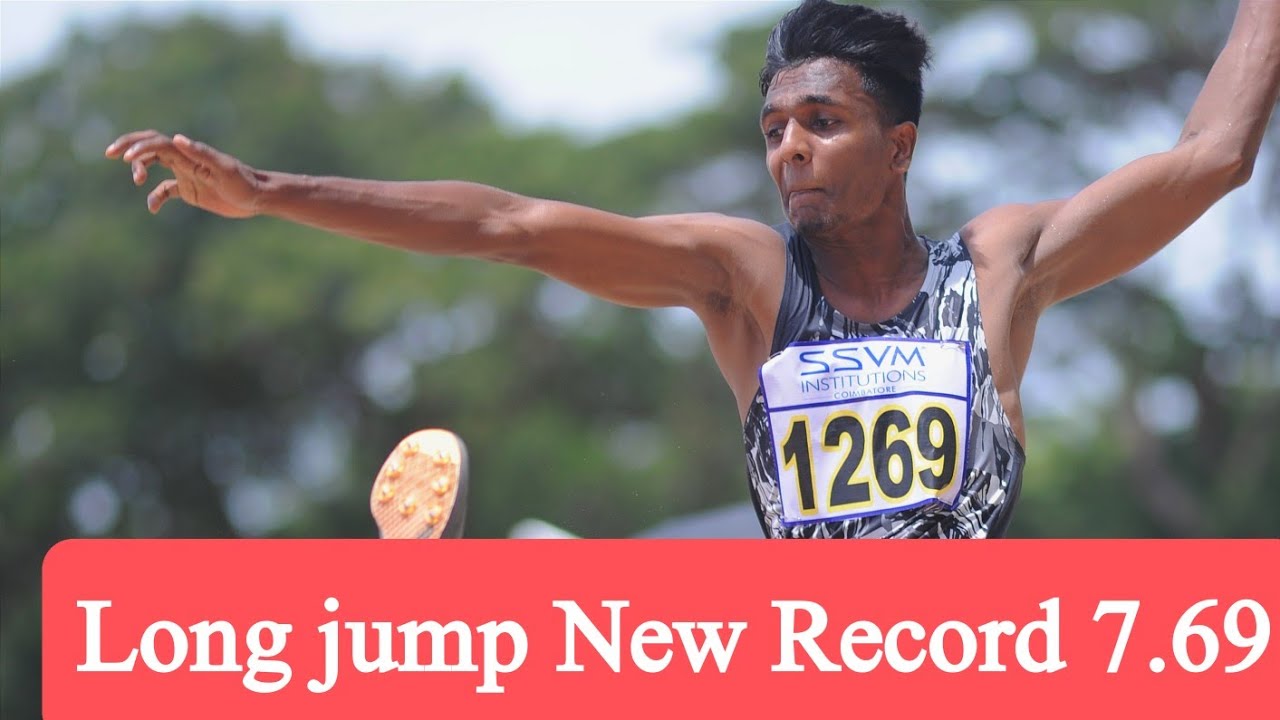 Long Jump New meet record 7.69m 38th Tamil Nadu Inter District Junior ...