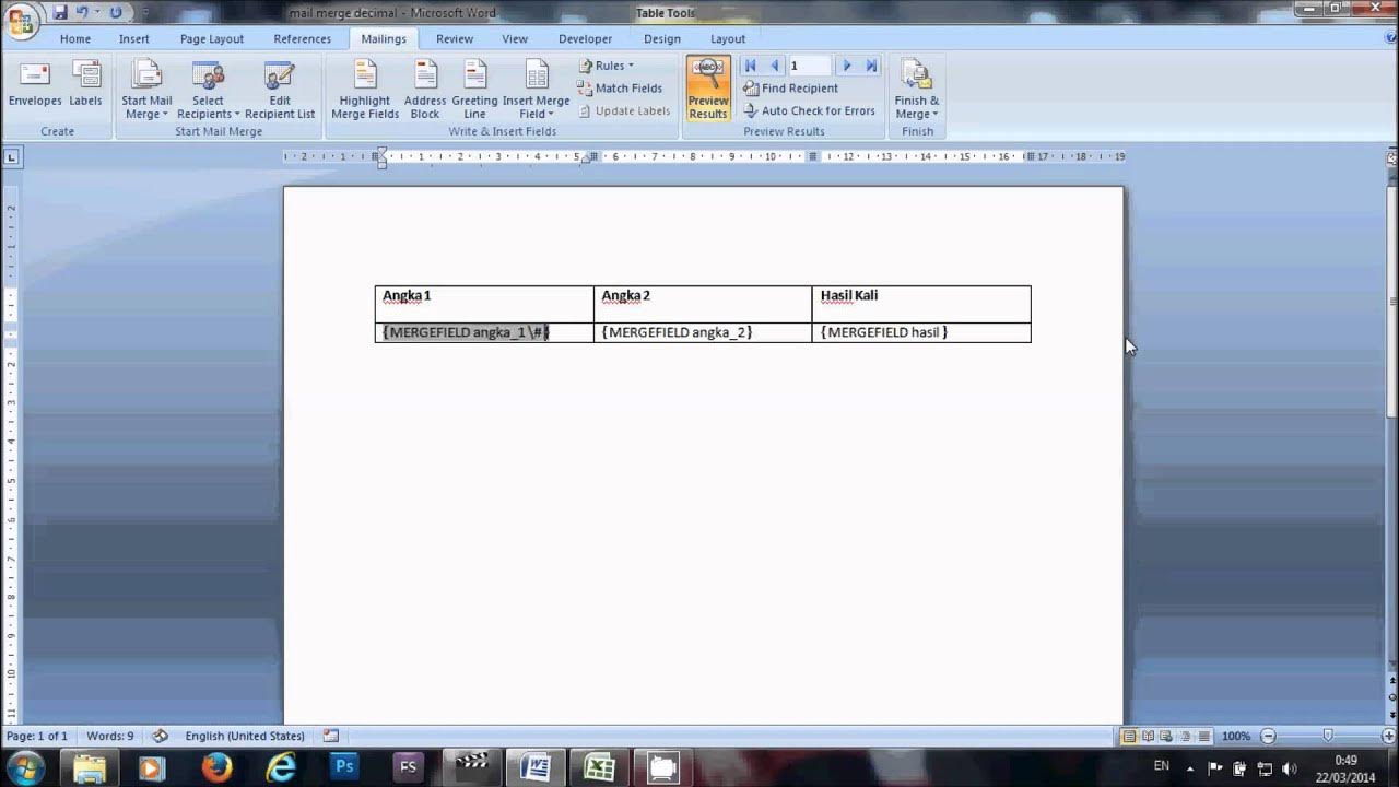 mengatasi masalah mail merge pada data dengan angka decimal - YouTube