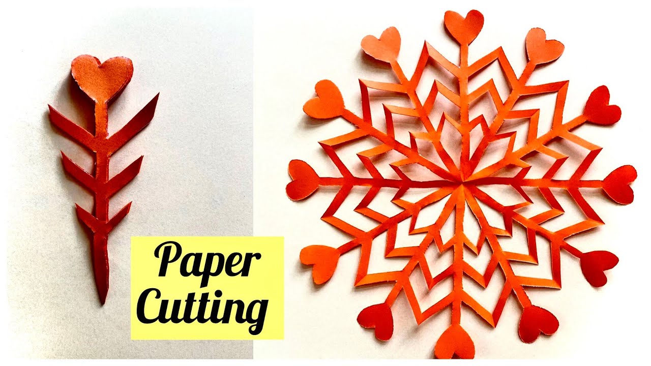 paper cutting design|paper heart making|how to make paper heart design ...