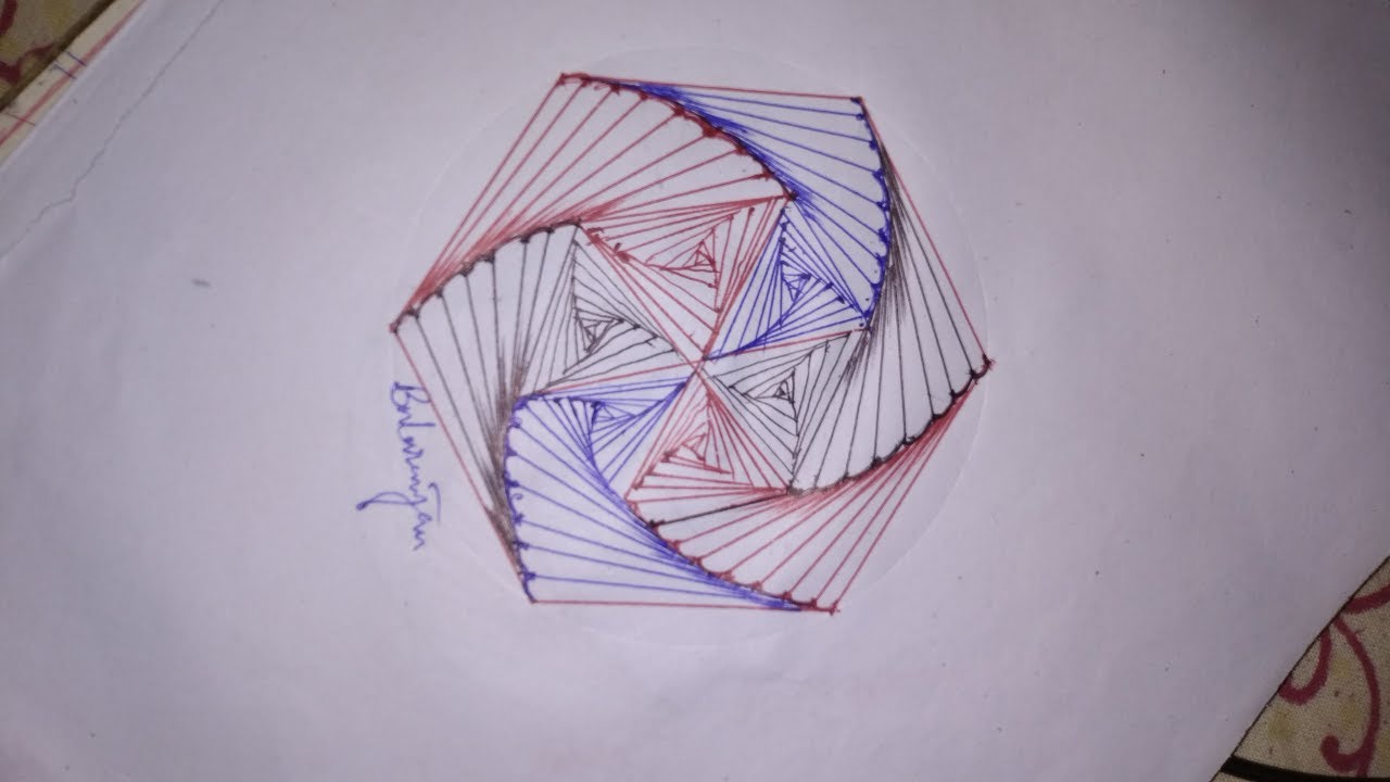 How to draw a geometric design#ink pen drawing#esay geometric design ...
