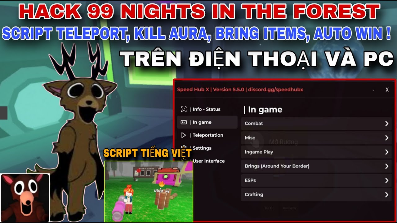 Cách Hack 99 Nights In The Forest (99 Đêm Trong Rừng) Script Tiếng Việt Teleport, Kill Aura, Win ...