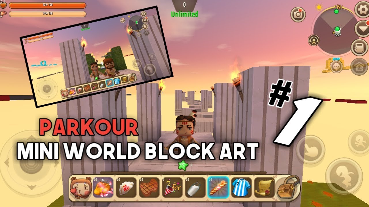Parkour mini world block art#1 - YouTube
