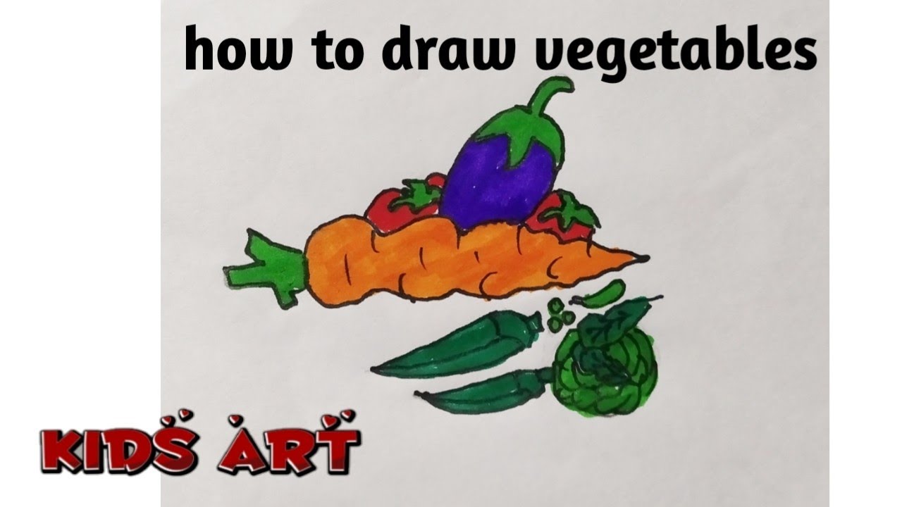 how to draw vegetables easily for kids// simple drawing of vegetables ...