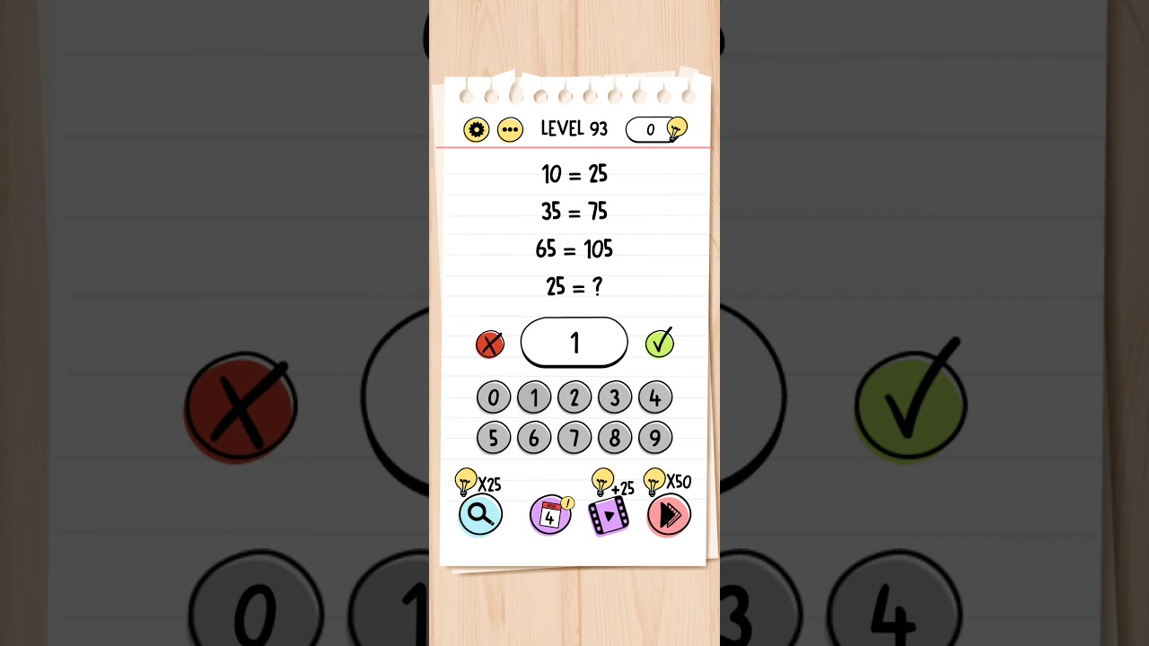 Brain Test Level 93 | 10=25 , 35=75 , 65=105 , 25= ? - YouTube