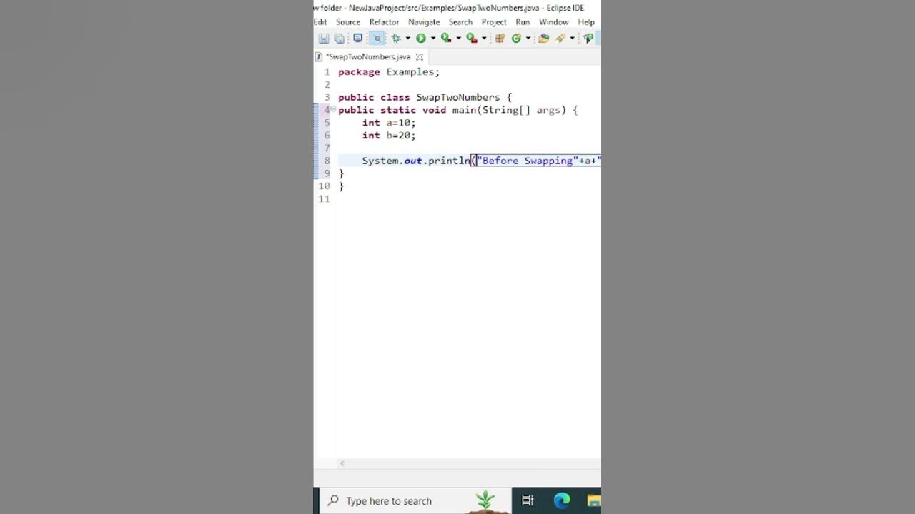 Java Program Swapping Two Numbers Youtube