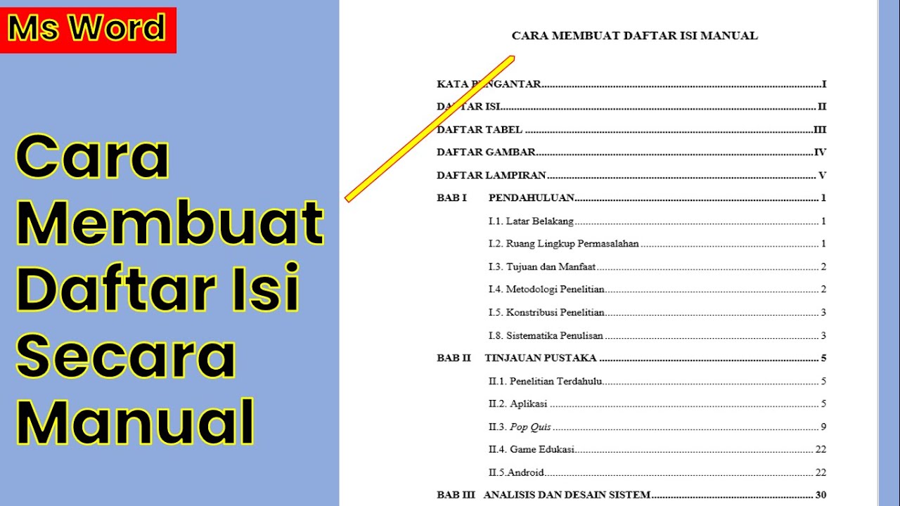 Cara Membuat daftar Isi Manual_Tutorial Jinan - YouTube