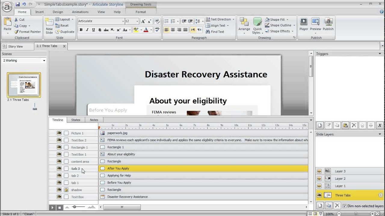 Articulate Storyline Tutorial How To Build A Tabs Interaction Youtube