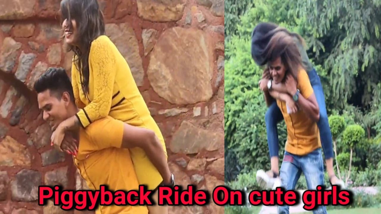Piggy Back Ride // Prank On Cute Girls // Awesome Reaction // Ft. AKKI KHAN - YouTube