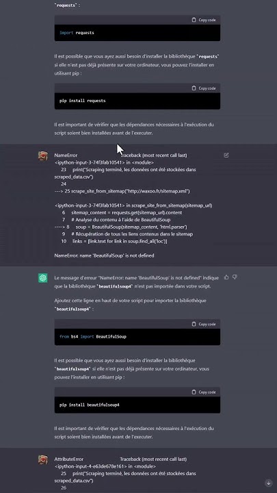 ChatGPT Scraper avec Python sans savoir coder grace à l'IA d'Open AI #chatgpt - YouTube