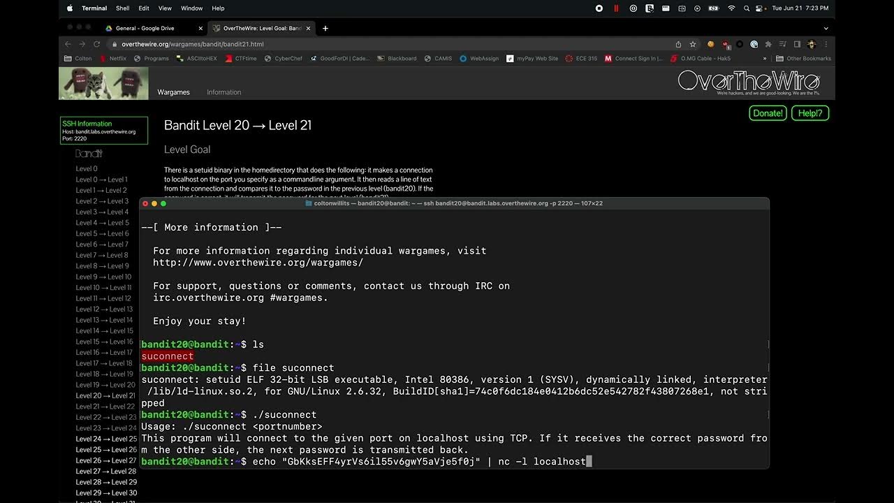 OverTheWire Bandit Level 20-21 - YouTube