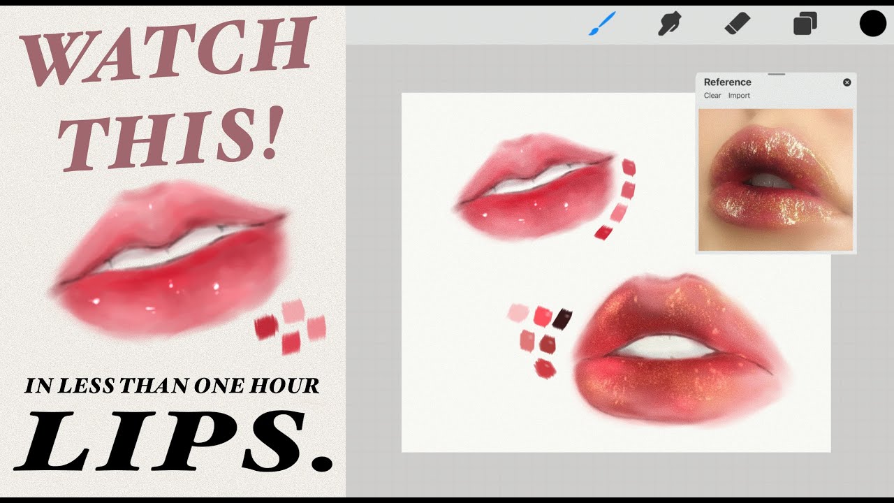 TWO LIPS PAINTING TUTORIAL || PROCREATE FULL PROCESS PAINTING. - YouTube