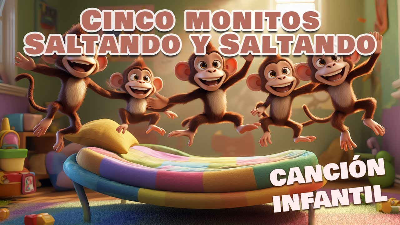 Cinco Monitos Saltando 🐵 | Música Infantil para el Hogar - YouTube