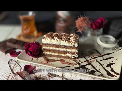 chocolate and crème cheese cake — Krem Çizli Şokoladlı tort