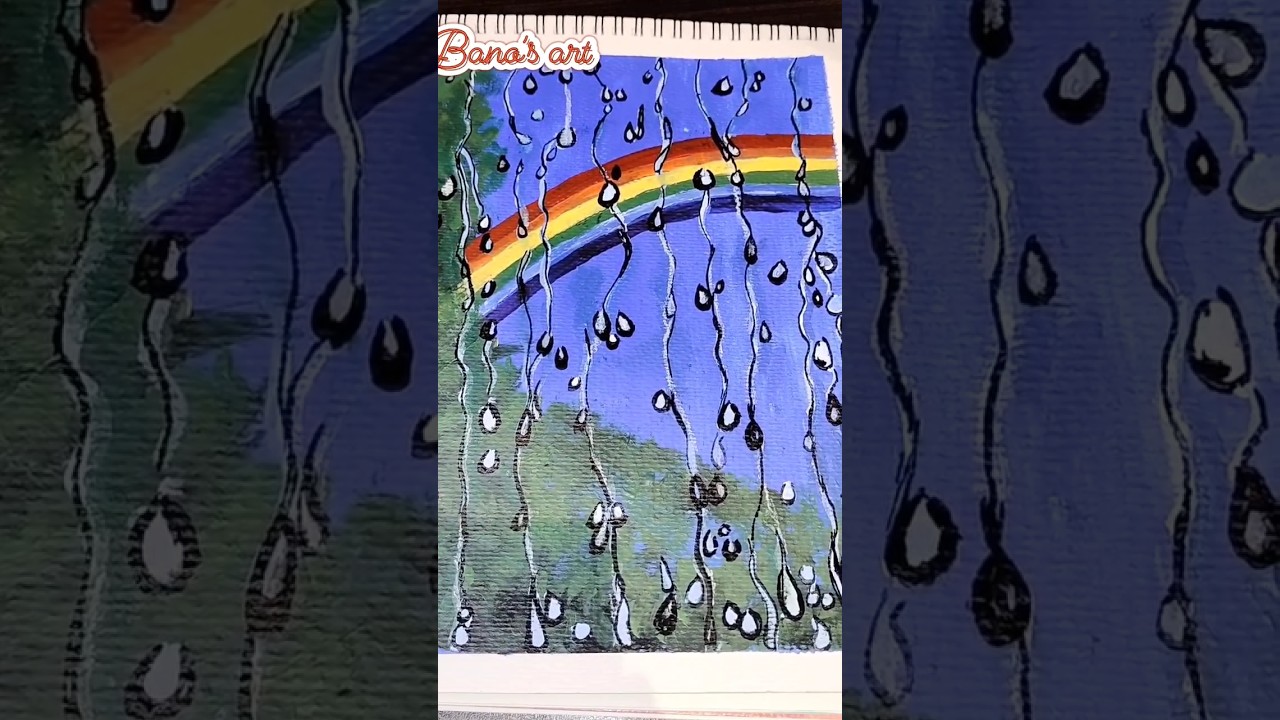 rainbow raindrops acrylic painting - YouTube