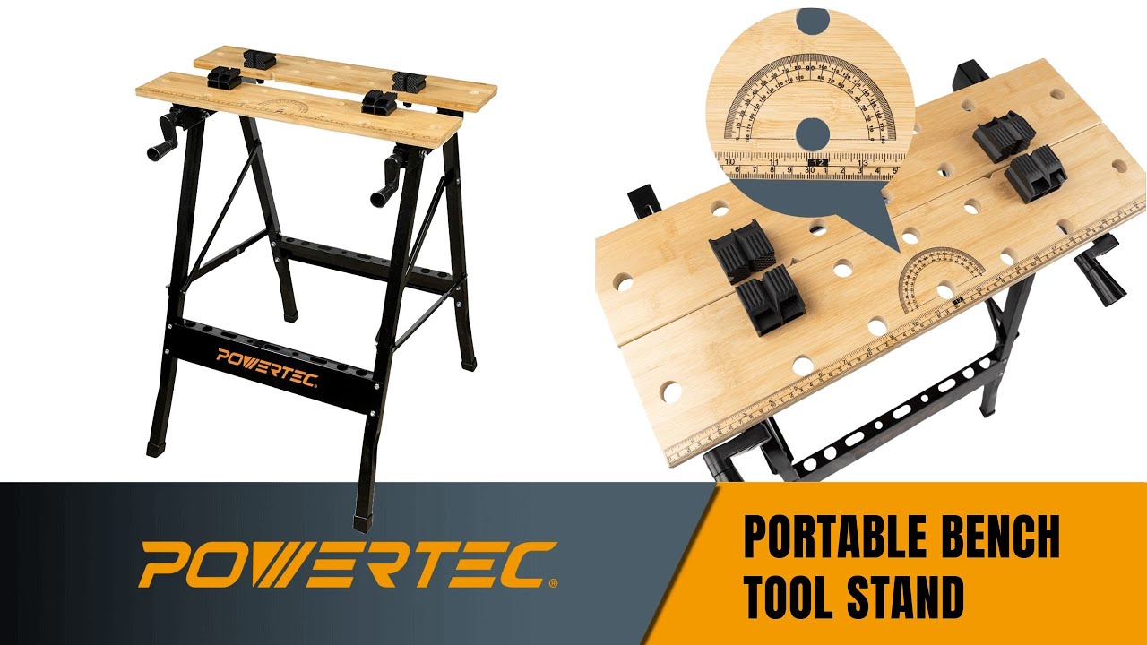Bamboo Table Top Portable Bench Tool Stand | Dog Hole Workbench with ...