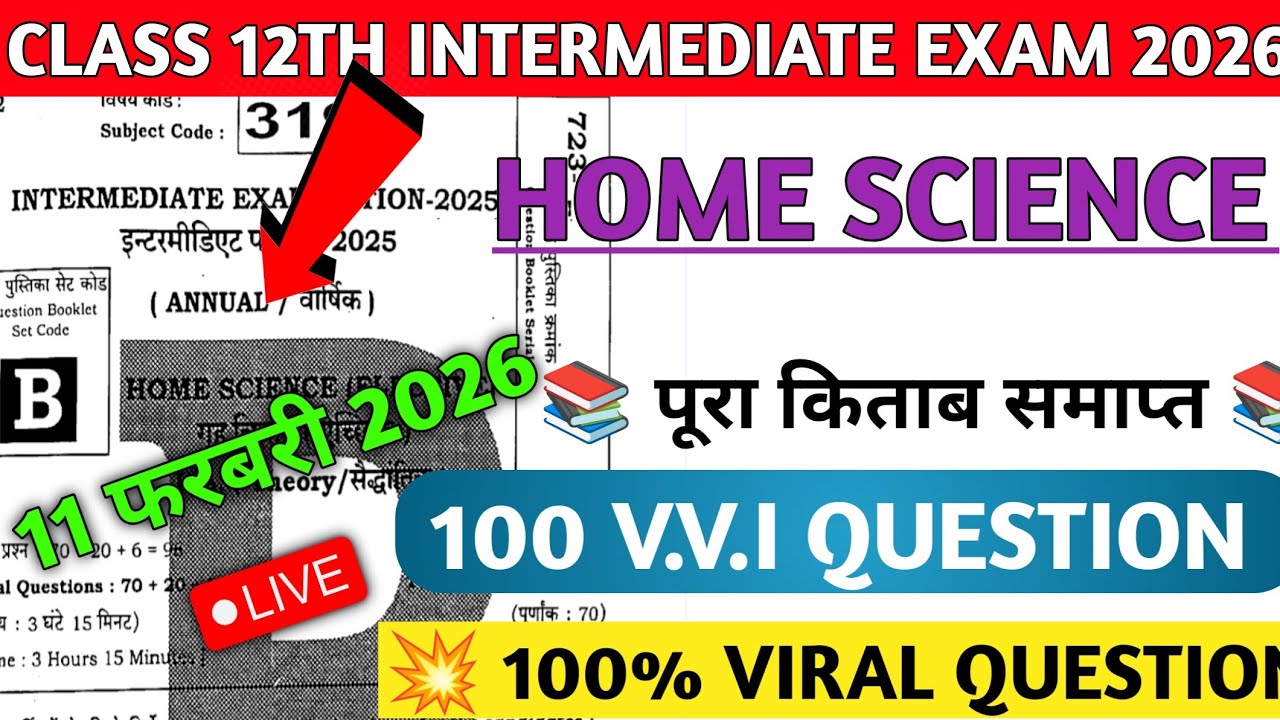 Home Science Class 12 Objective Questions 2026 | Class 12th Home ...