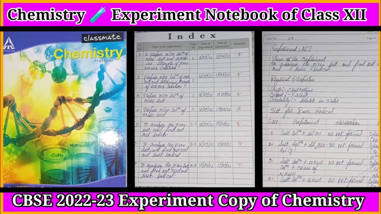 CBSE Class 12 handwritten Experiment pratical copy || notebook || 2022 ...