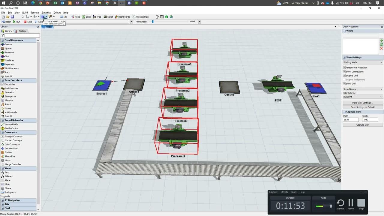 Flexsim simulation model sample 01 - YouTube