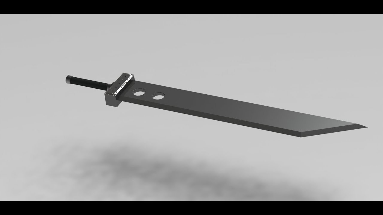 Solidworks - Creating Cloud's Buster Sword - 16x Speed Time-lapse - YouTube
