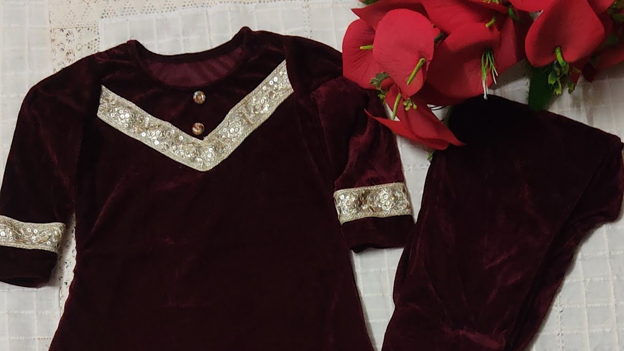 Stunning Velvet Frock Neck Design: Step-by-Step Cutting and Stitching ...