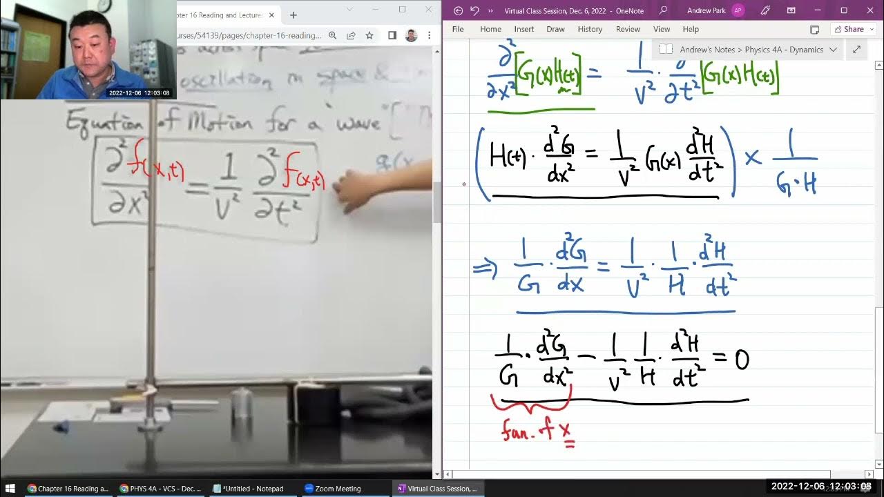 Physics 4A - Solving the Wave Equation with Separable Solutions and SageMath - YouTube