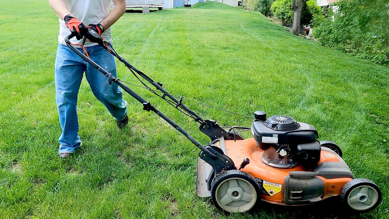 Mowing, Weed Wacking & Pollen Leaf Blowing - Mid May - YouTube