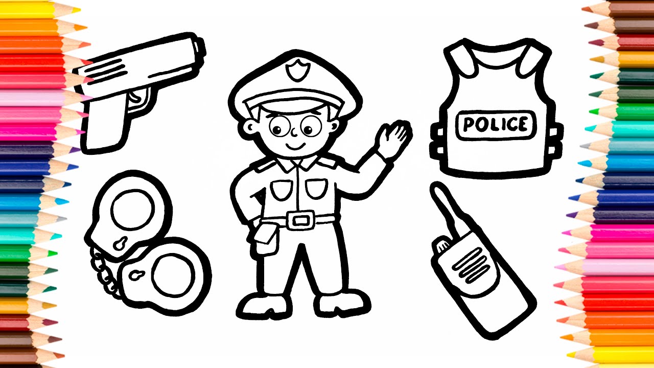 How to Draw a Policeman Supplies For Kids And Toddlers - YouTube