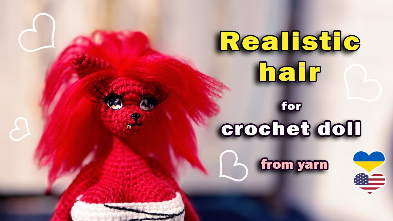 how to make realistic hair for crochet doll | DIY doll hair from yarn ...