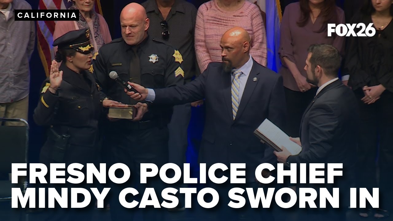Mindy Casto sworn in as Fresno's first female police chief - YouTube