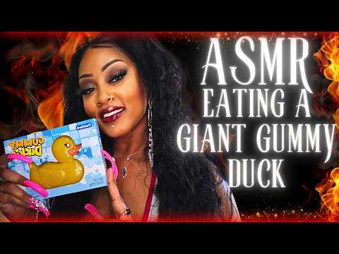 ASMR EATING SOUNDS Eating a Big Gummy Duck LOUD Smacking, Chewing Sticky Mouth Sounds #eatingsounds