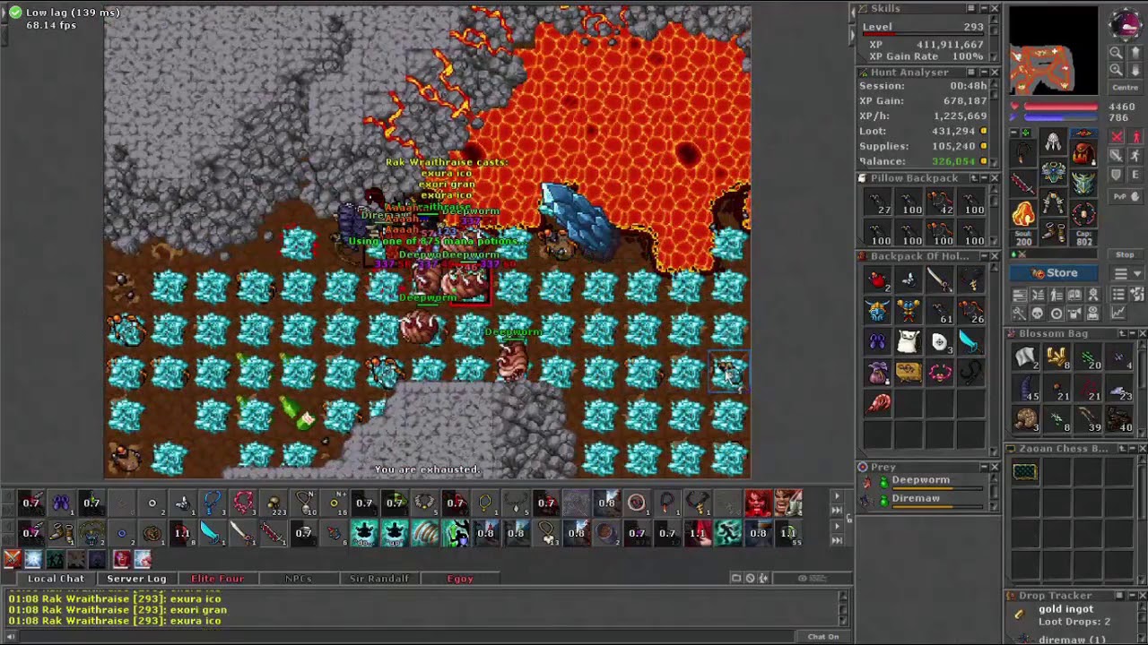 Tibia EK 290 Warzone 6 ¡1kk money money! 1.3 kk exp/hr (no bonus ...