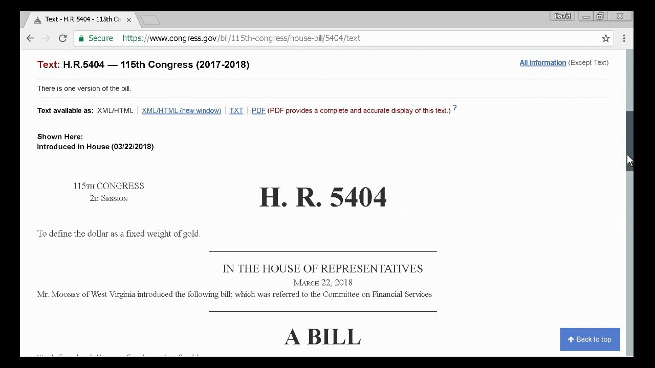 Is Congress Putting the Dollar Back on the Gold Standard? // 2018 bill ...