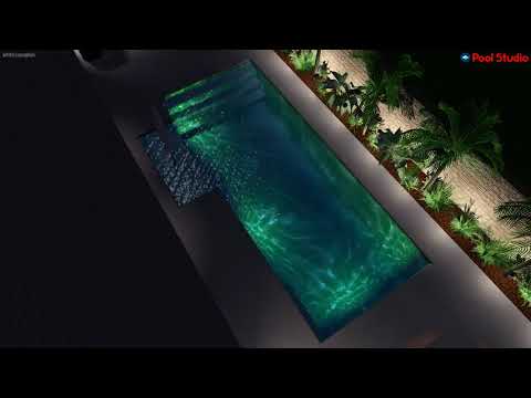 Geometric Style Pool with above ground hot tub