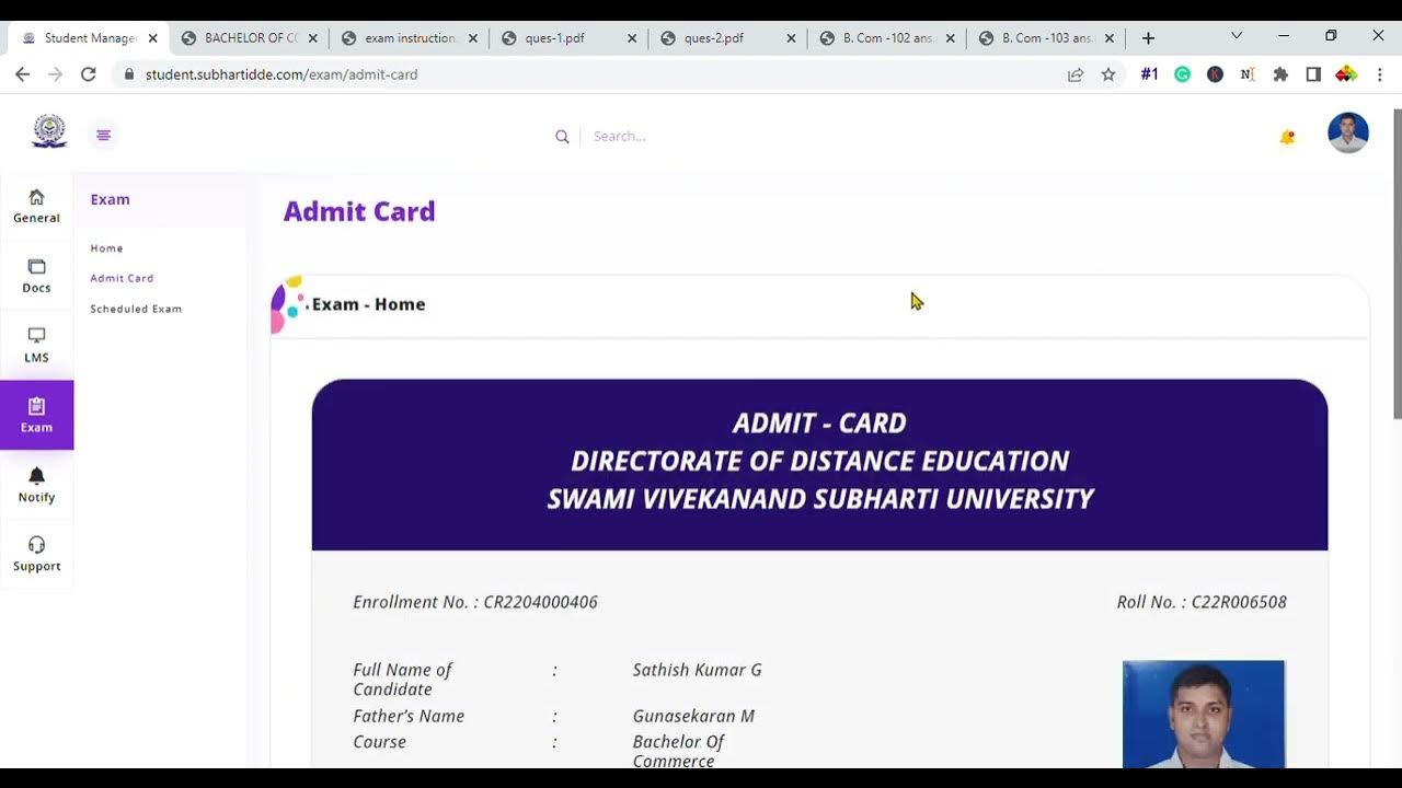 Swami Vivekanand Subharti University How to Give Online Exams Process ...