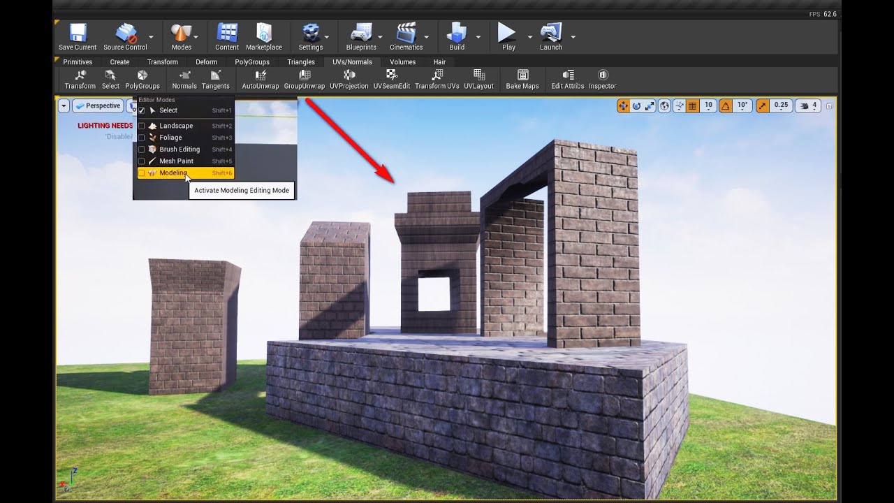 Unreal Engine 4 How to Find Modeling Editing Tool And Activate (New ...