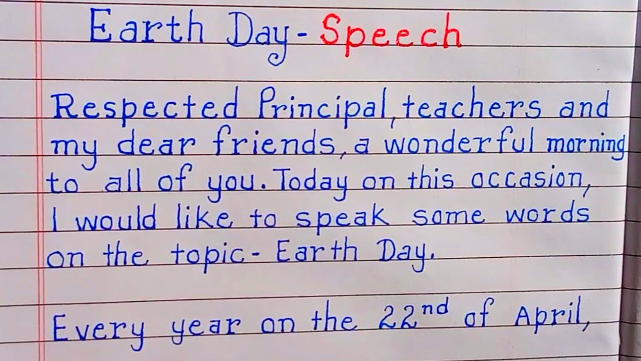 SPEECH On EARTH DAY in English// Earth Day Speech 2023 in English//one ...