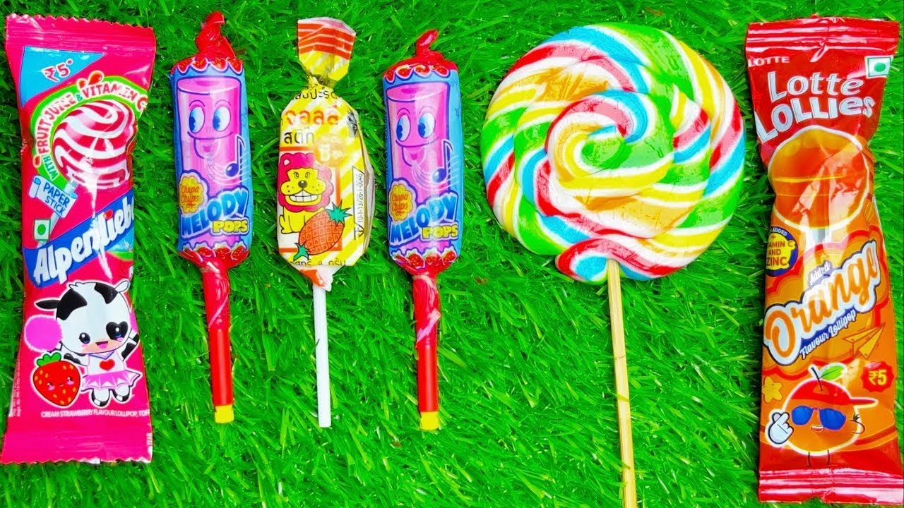 Satisfying video Asmr lollipops candy and chocolate gummy candy ...