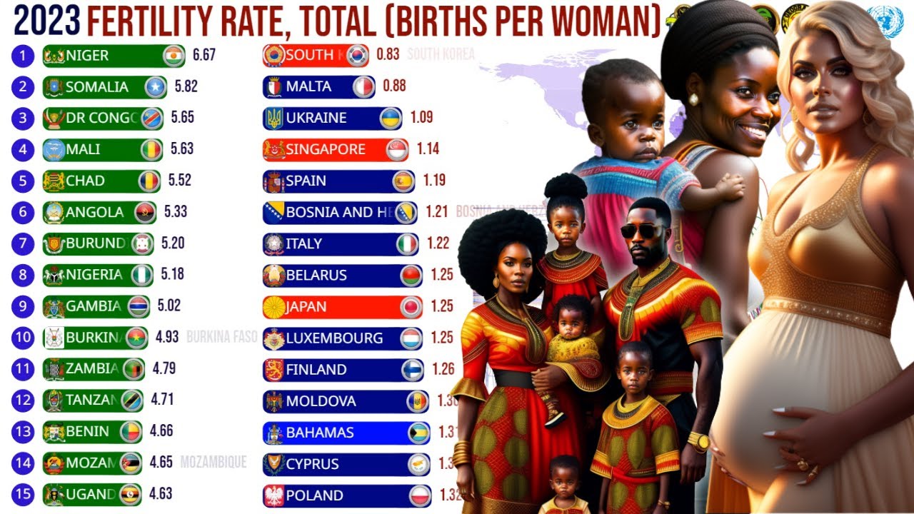 Total Fertility Rate in the World | Births Per Woman | High and Low ...