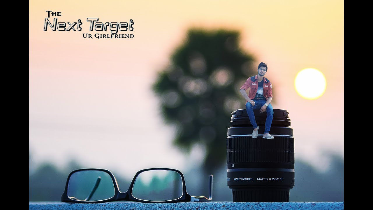 Sitting On DSLR Camera Lens | Photo Manipulation | Photoshop Tutorials ...