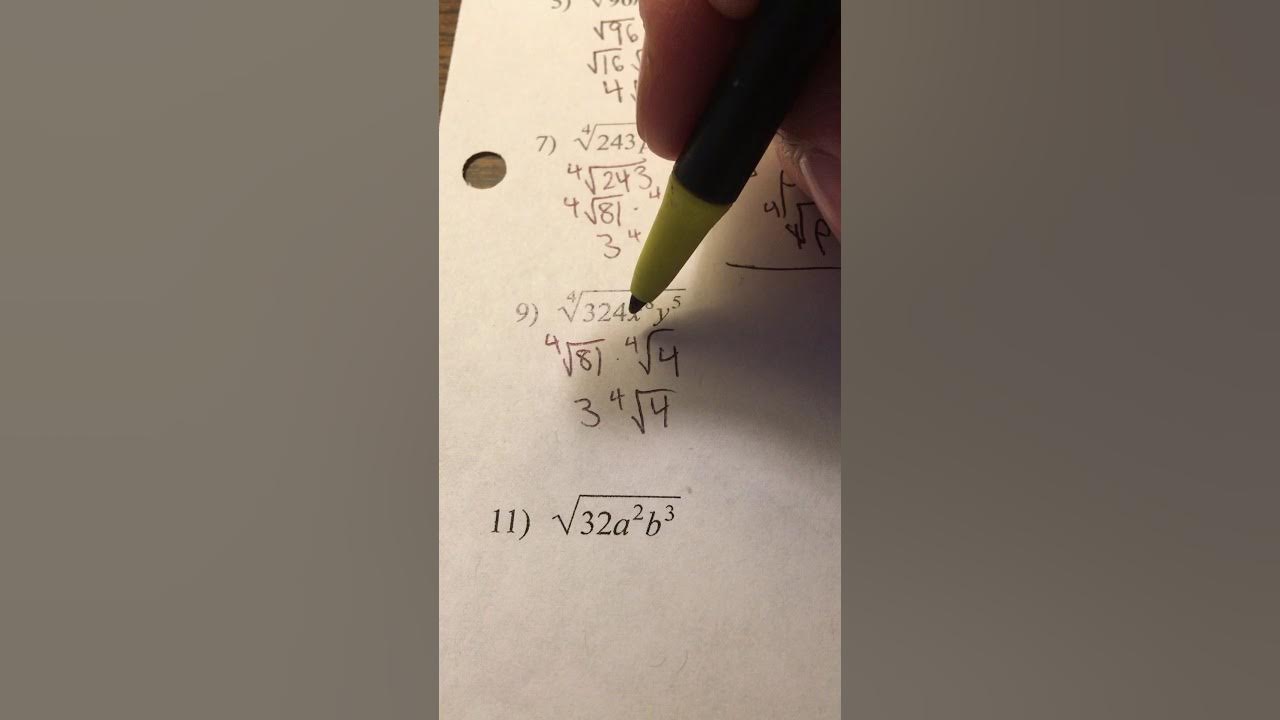 Unit 5 Part 2c Simplifying Variable Expressions with Radicals - YouTube