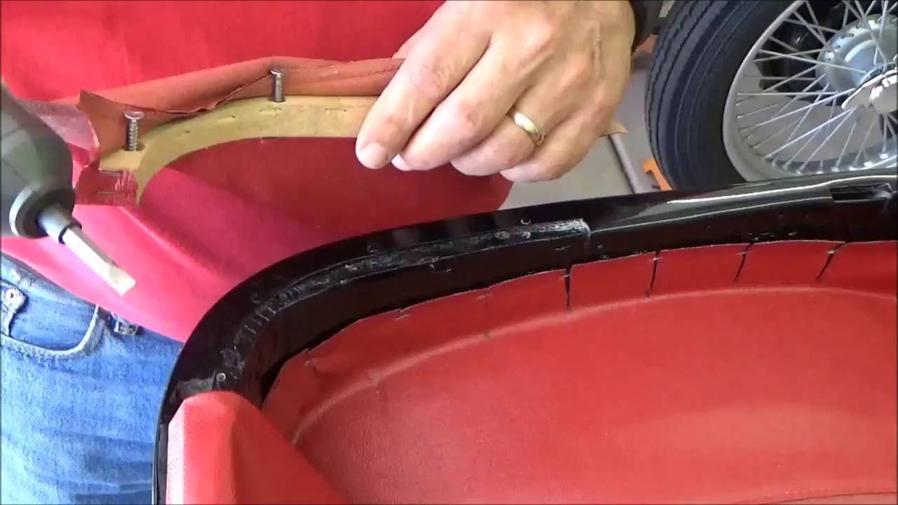 Interior Hood Trim Tack Strip Installation MG TC - YouTube