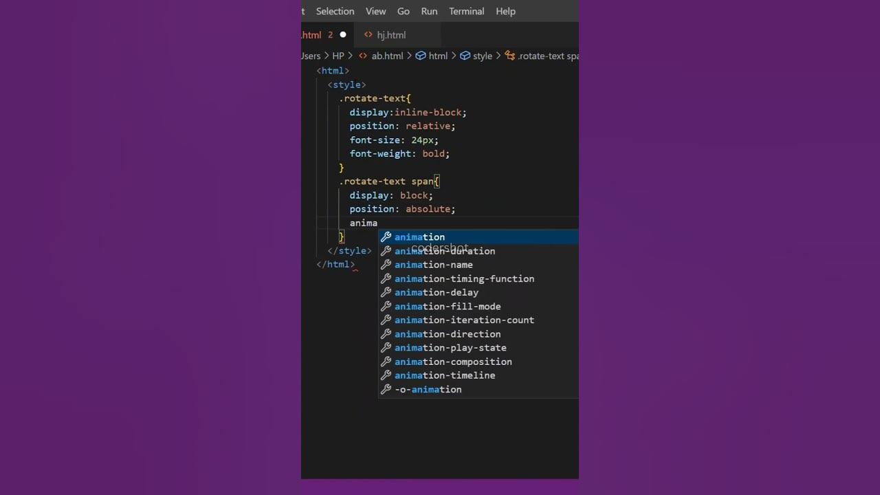 Rotate-text animation with CSS/HTML...💻🚀... #programming #coding #css #html #shorts - YouTube