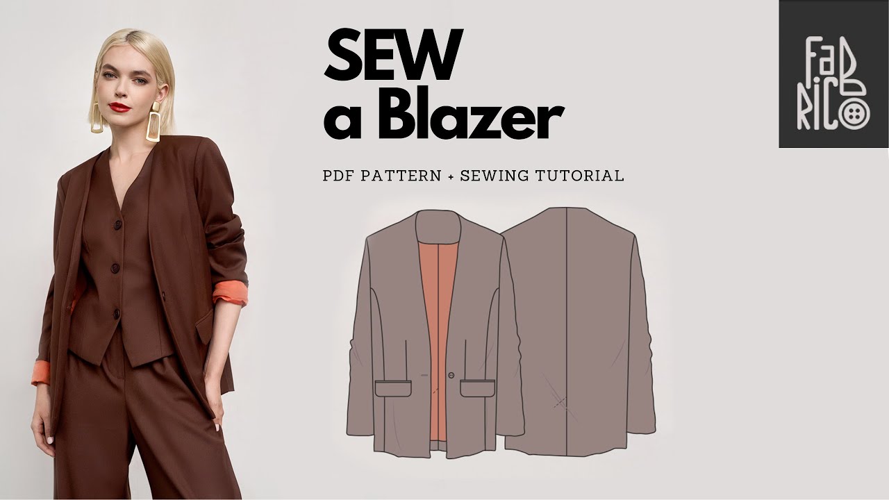 How to sew a Blazer Jacket. Collarless Blazer Sewing Tutorial. - YouTube