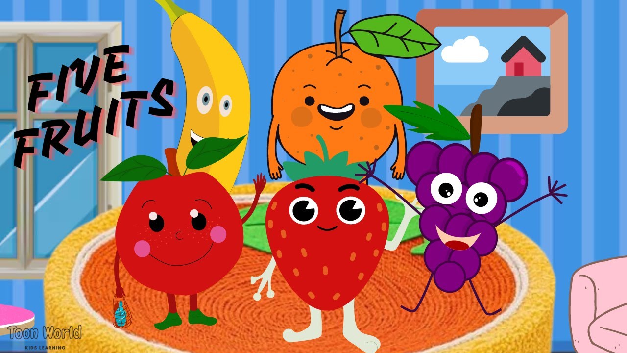 FIVE LITTLE FRUITS JUMPING ON THE BED | Five little fruits| Kids ...