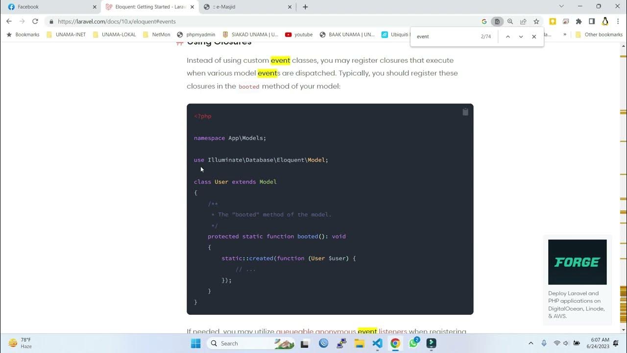 Laravel 53 Menggunakan Model Event Di Laravel Youtube