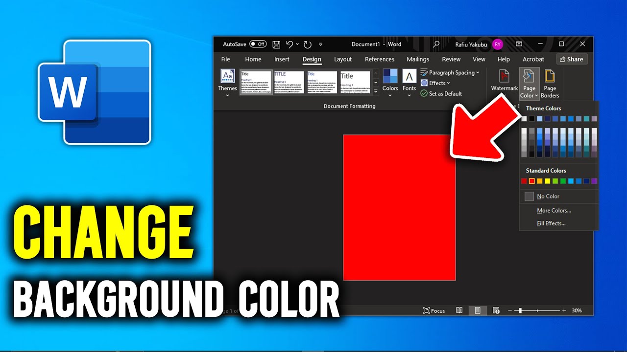 How to Change Layout Background Color in Microsoft word - YouTube